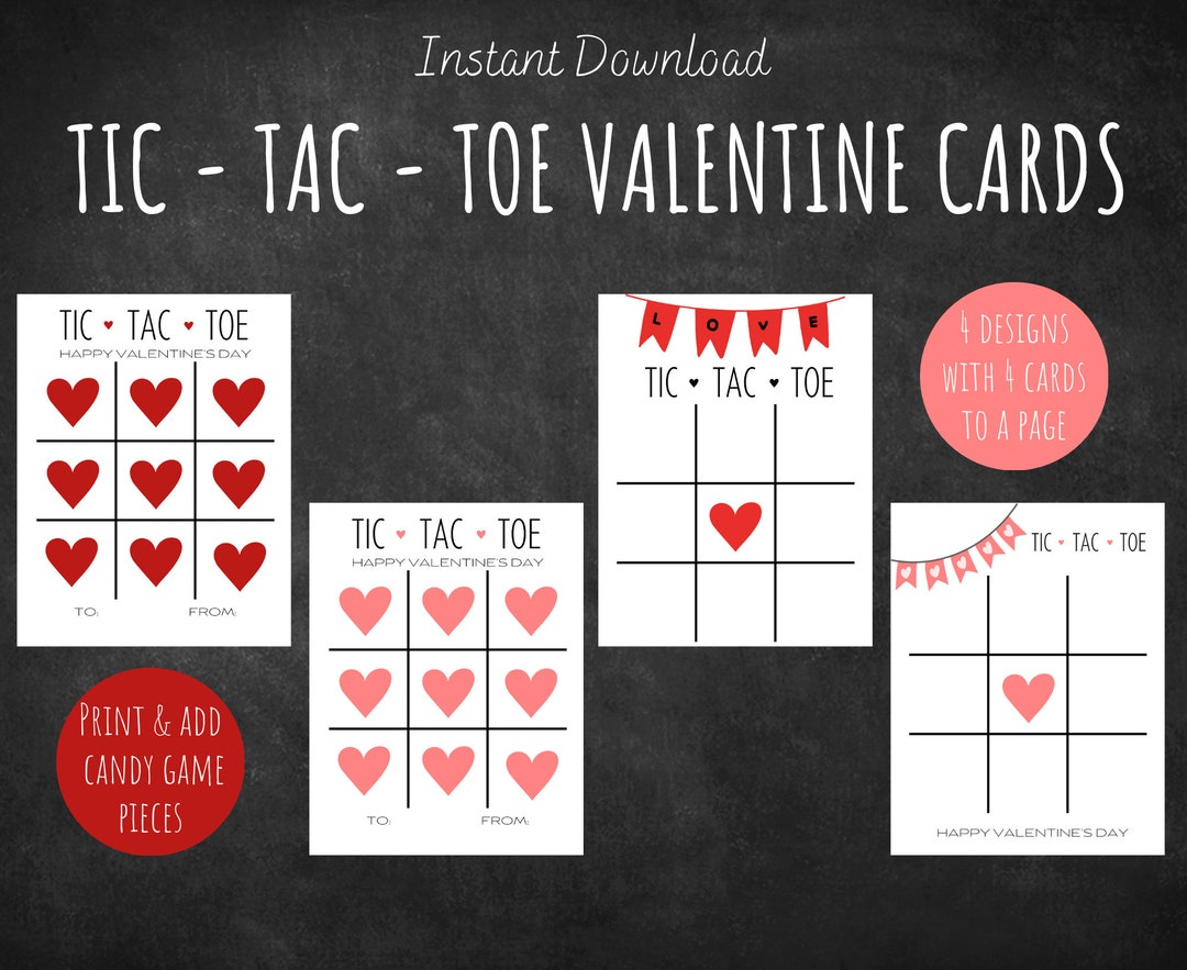 Tic Tac Toe Valentines Card | Printable Valentines Day Cards ...