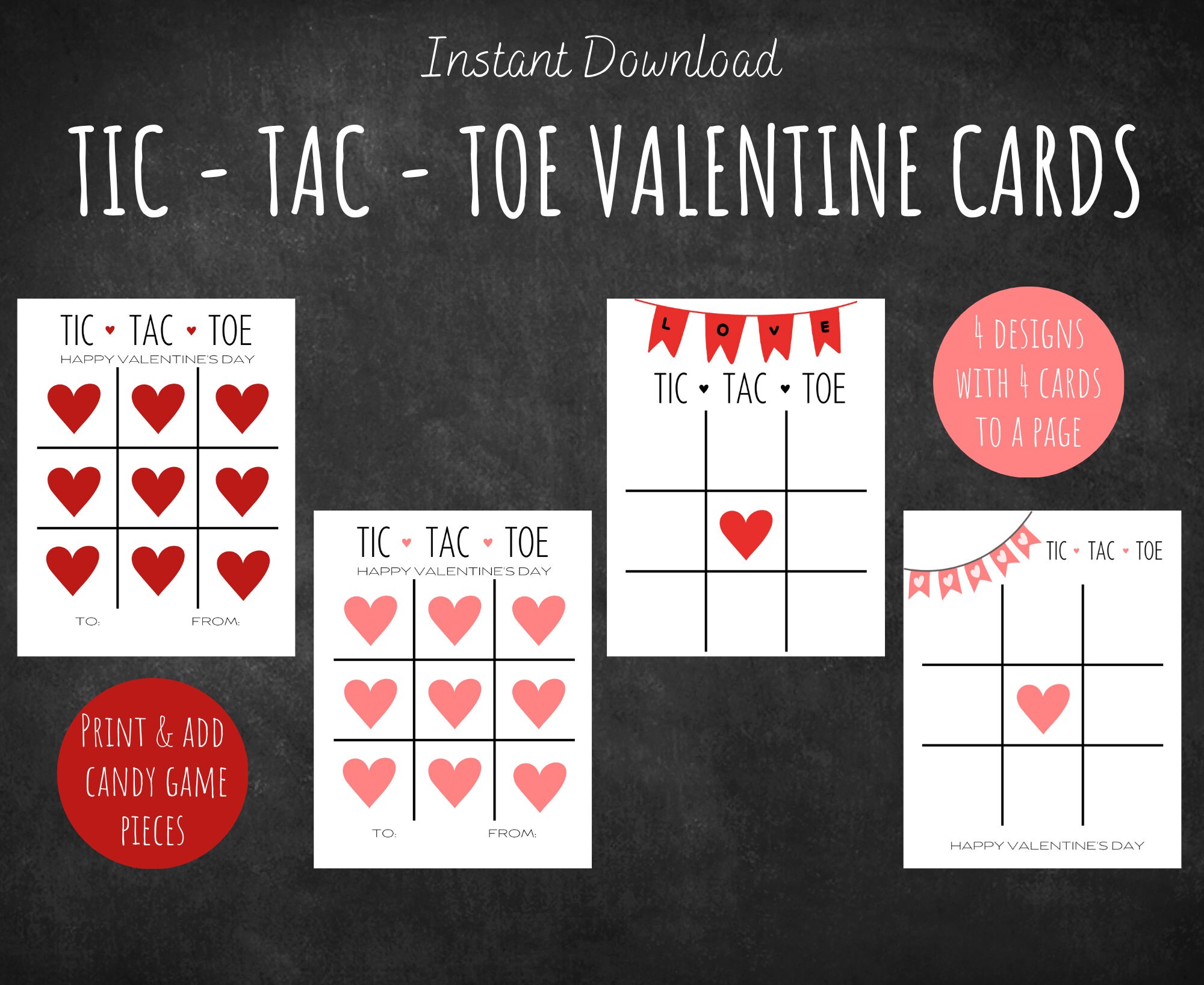 Tic Tac Toe Valentines Card | Printable Valentines Day Cards ...