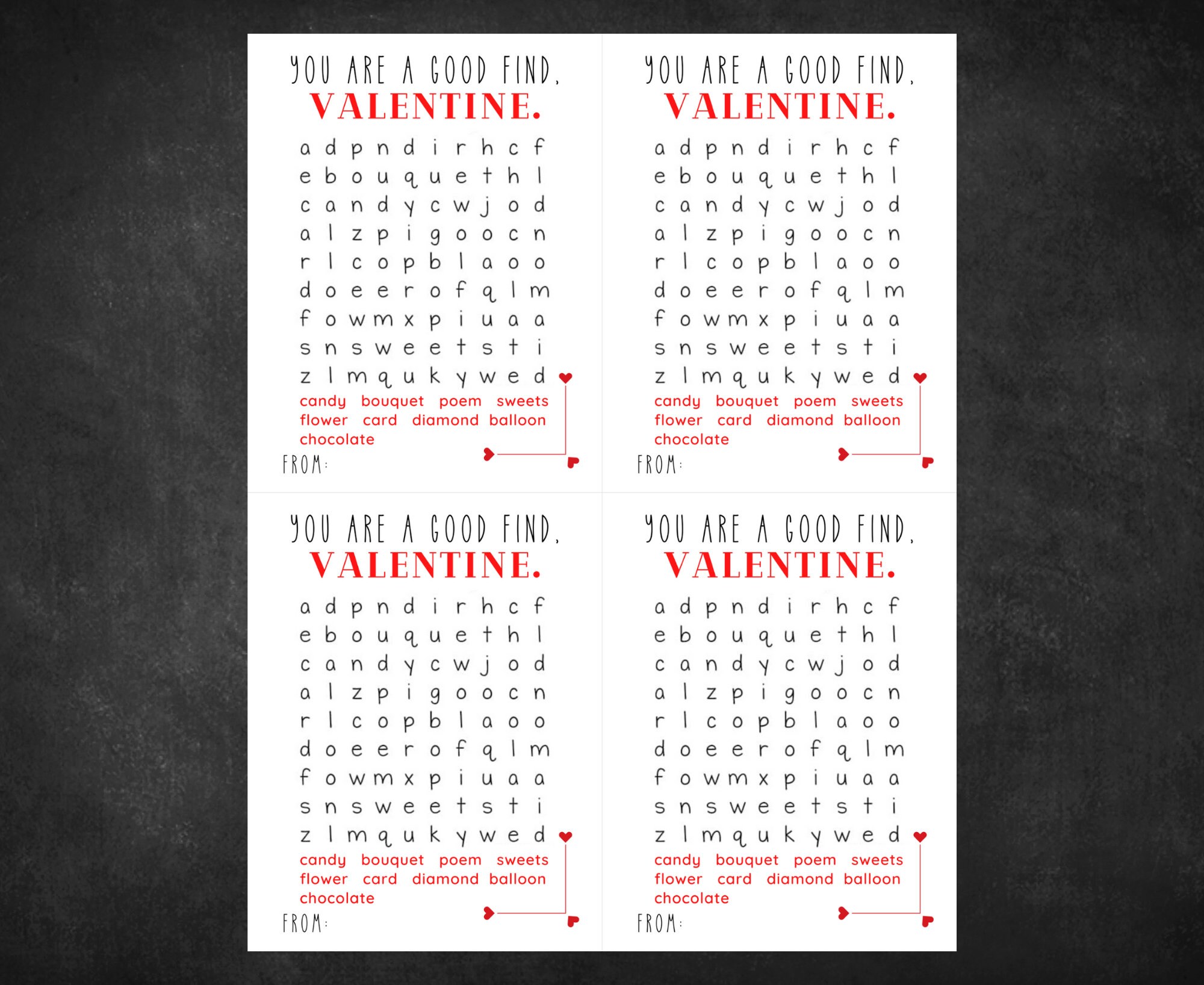 Valentine Card Word Search | Printable Valentine's Day Cards ...
