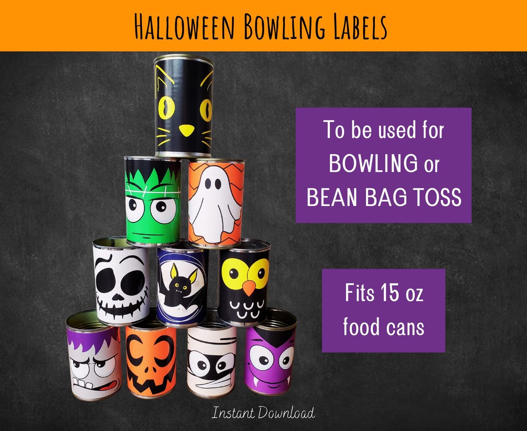 Halloween Bowling Game Labels: Spooky Party Activity (digital Download ...