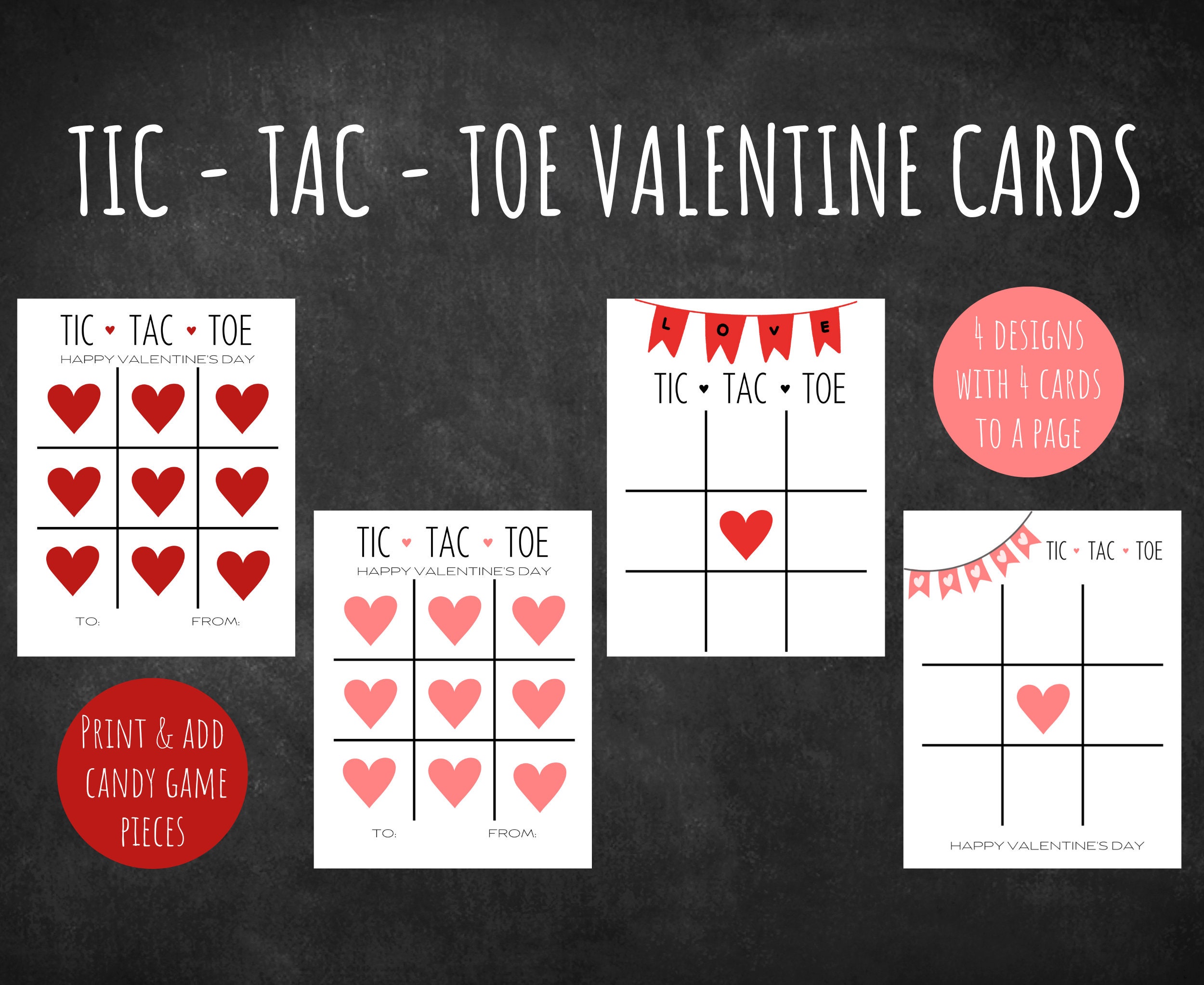 Tic Tac Toe Valentines Card | Printable Valentines Day Cards ...