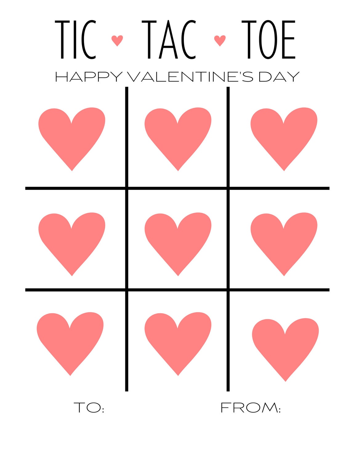 Tic Tac Toe Valentines Card | Printable Valentines Day Cards ...