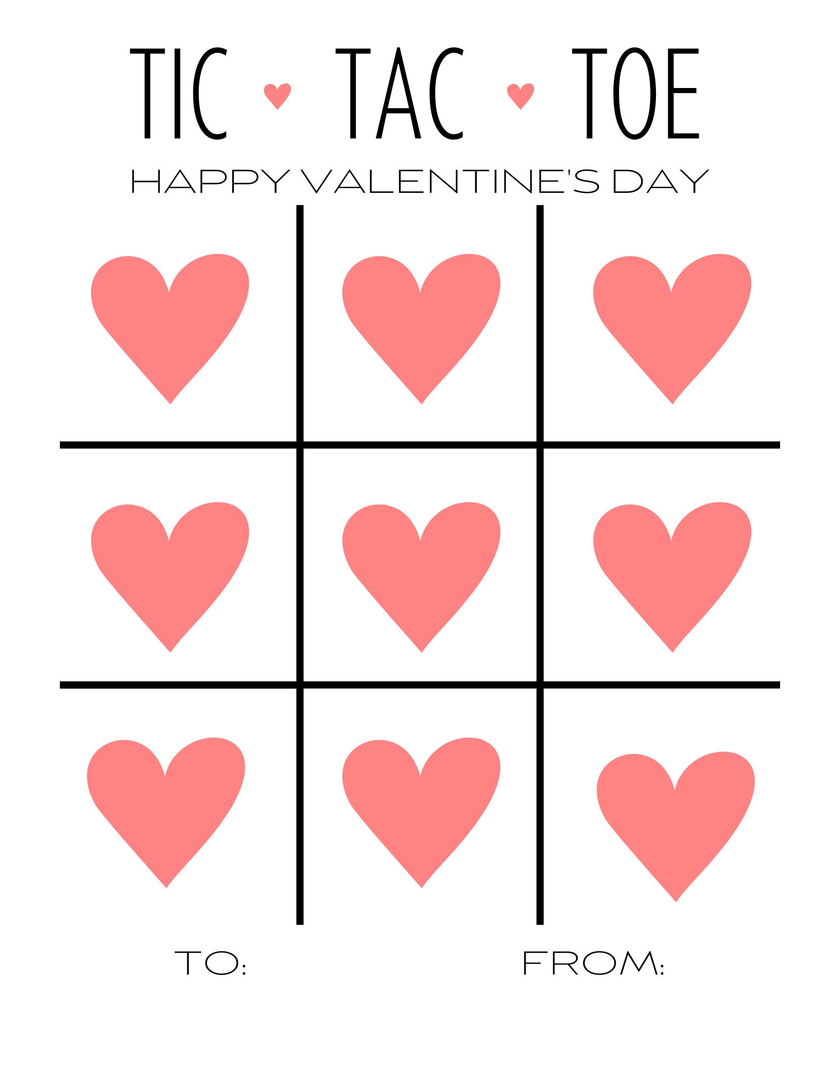 Tic Tac Toe Valentines Card | Printable Valentines Day Cards ...
