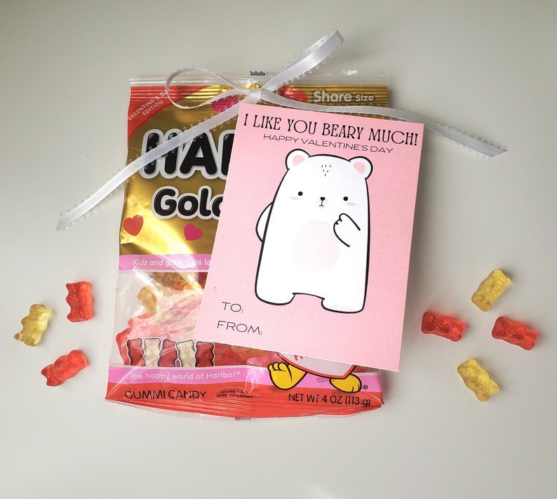 Classroom Valentine Cards - I Like You Beary Much, Digital Download ...
