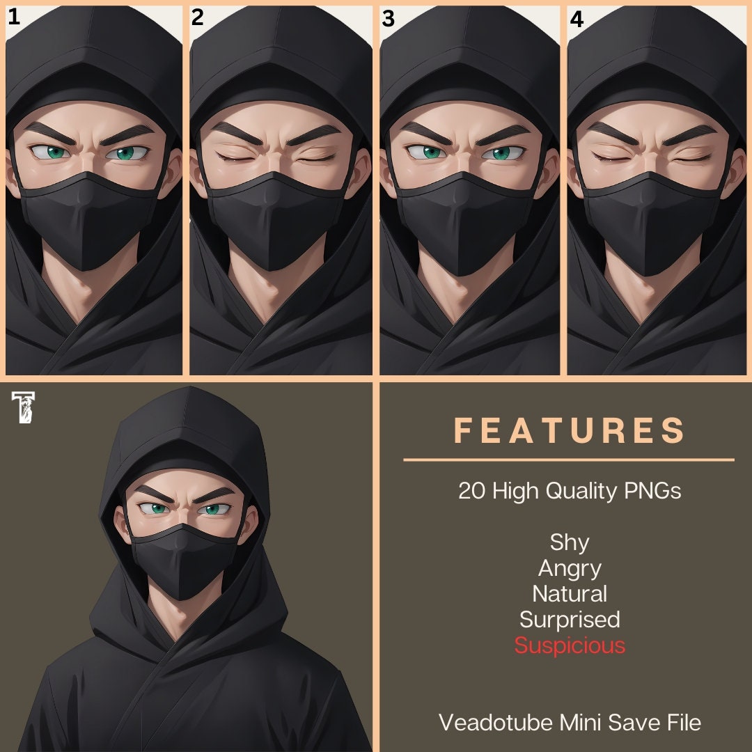 Male Pngtuber, Ninja, Veadotube, PNG Tuber, Streaming, Twitch, Discord ...