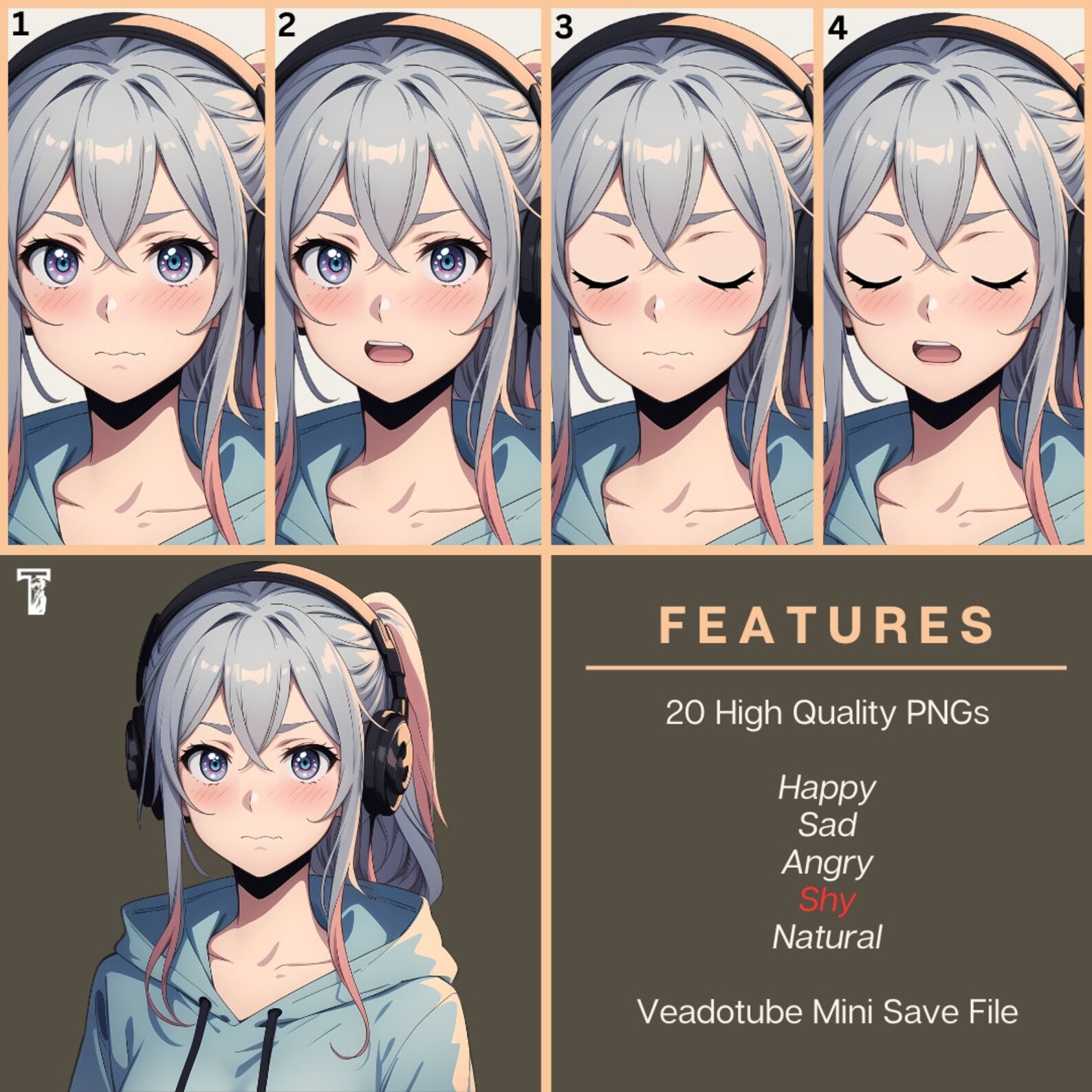 Cute Pngtuber Girl, Female Gamer, Veadotube, PNG Tuber, Streaming ...