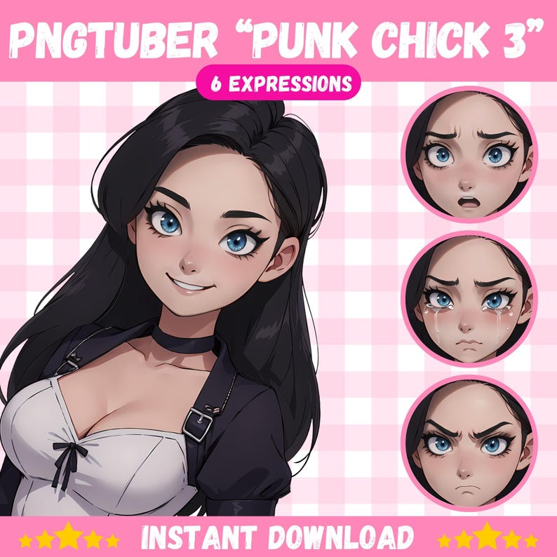 Cute Pngtuber Girl, Punk Chick 3, Veadotube, PNG Tuber, Streaming ...