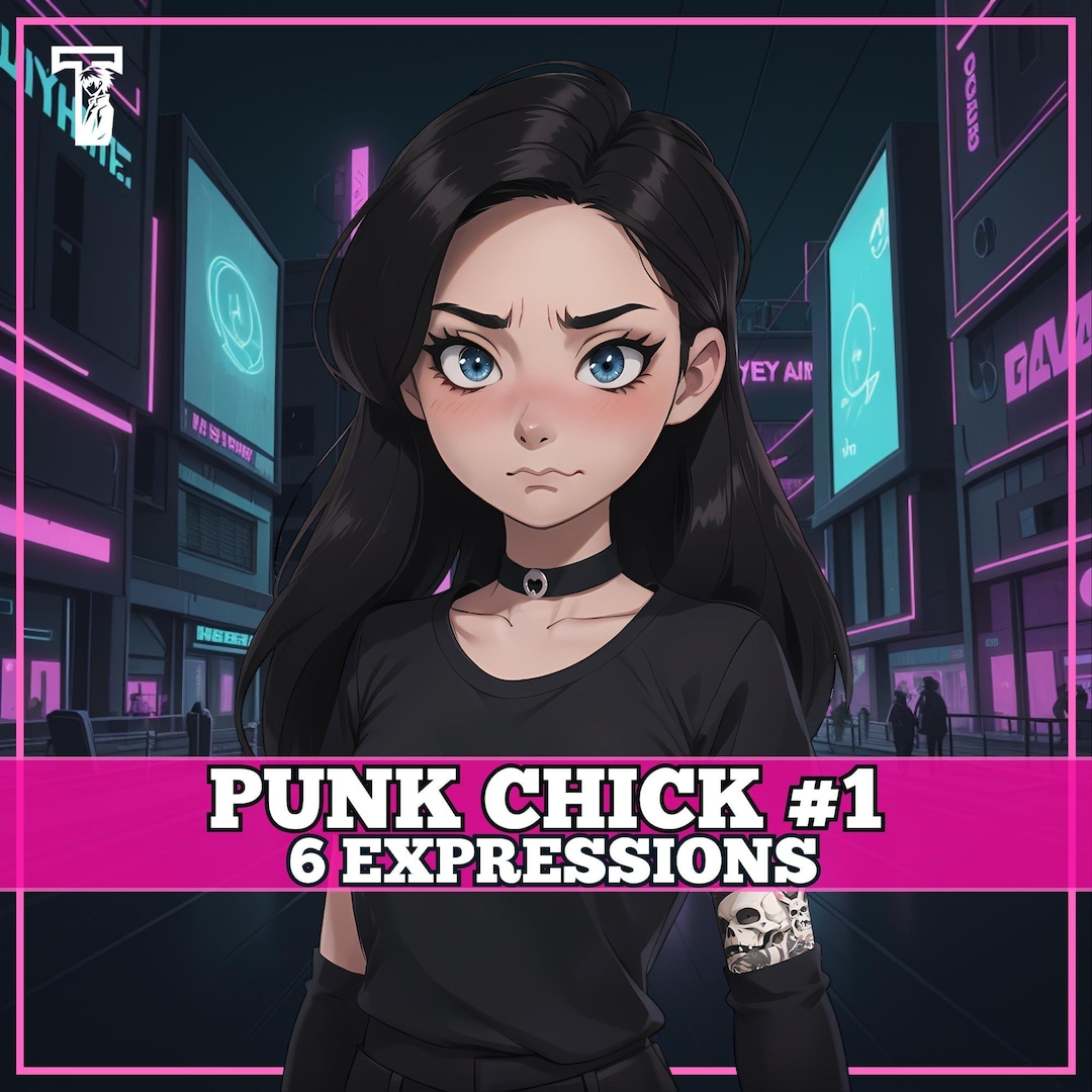 Cute Pngtuber Girl, Punk Chick, Veadotube, PNG Tuber, Streaming, Twitch ...
