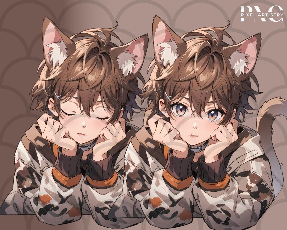 Pngtuber Cute Catboy With 1 Expression Veadotube Ready PNG Tuber Ideal ...