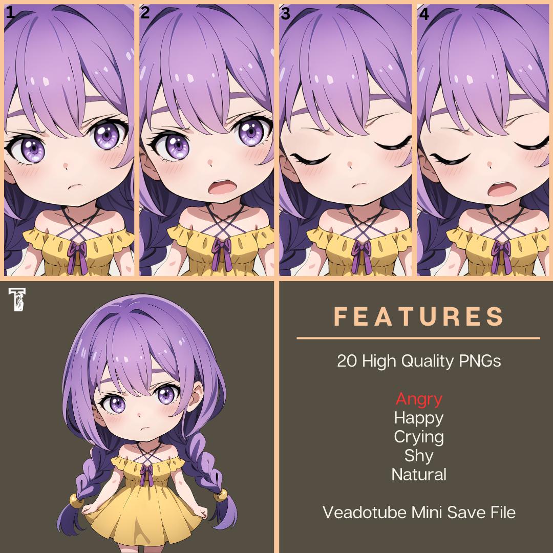 Cute Pngtuber Girl, Chibi Purple, Veadotube, PNG Tuber, Streaming ...