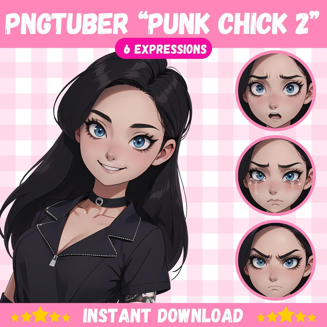 Cute Pngtuber Girl, Punk Chick 2, Veadotube, PNG Tuber, Streaming ...