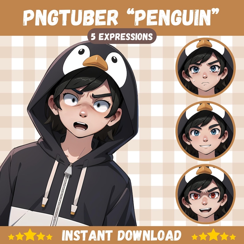 Male Pngtuber, Penguin Boy, Veadotube, PNG Tuber, Streaming, Twitch ...