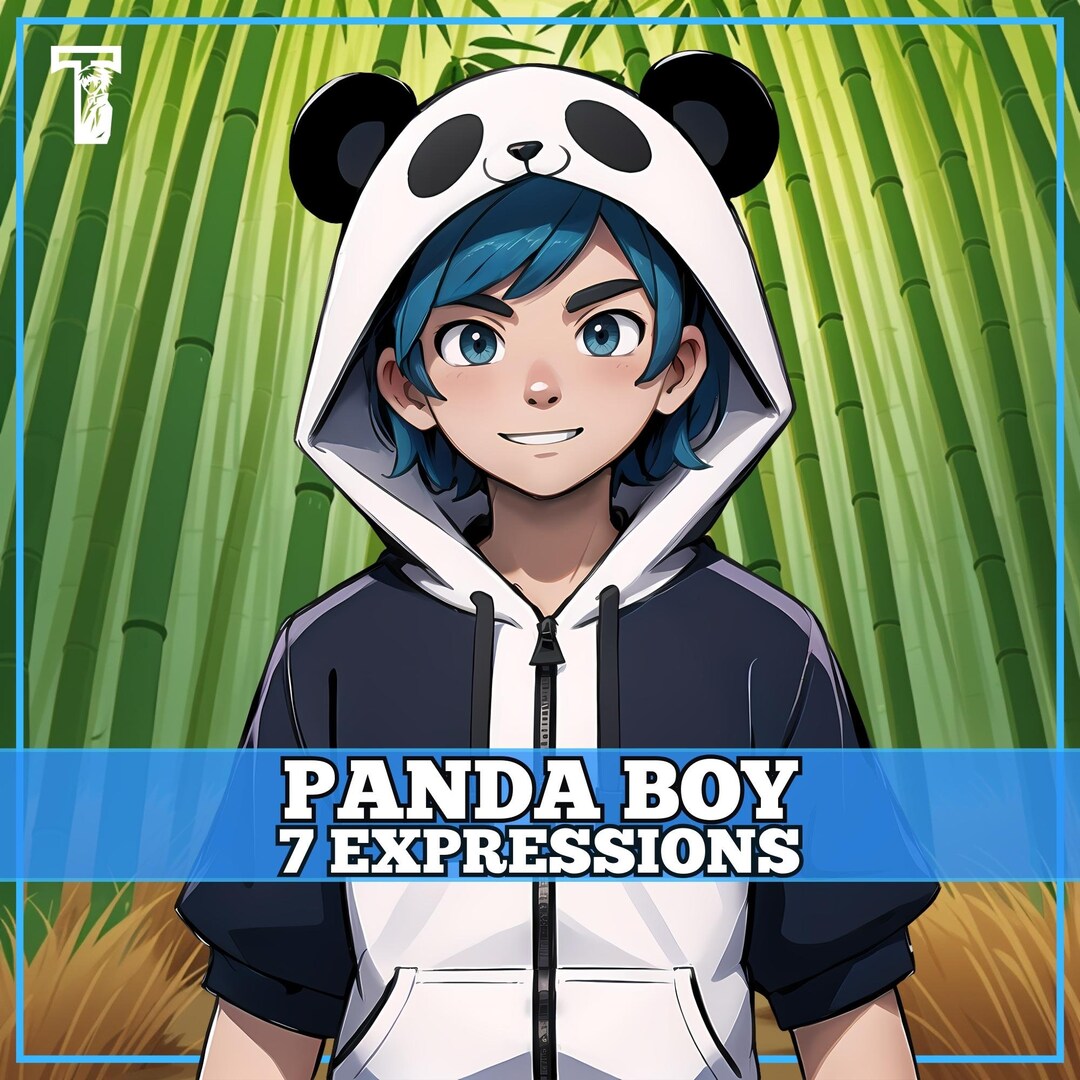 Pngtuber Panda Boy With 7 Expressions, Veadotube Ready PNG Tuber Ideal ...