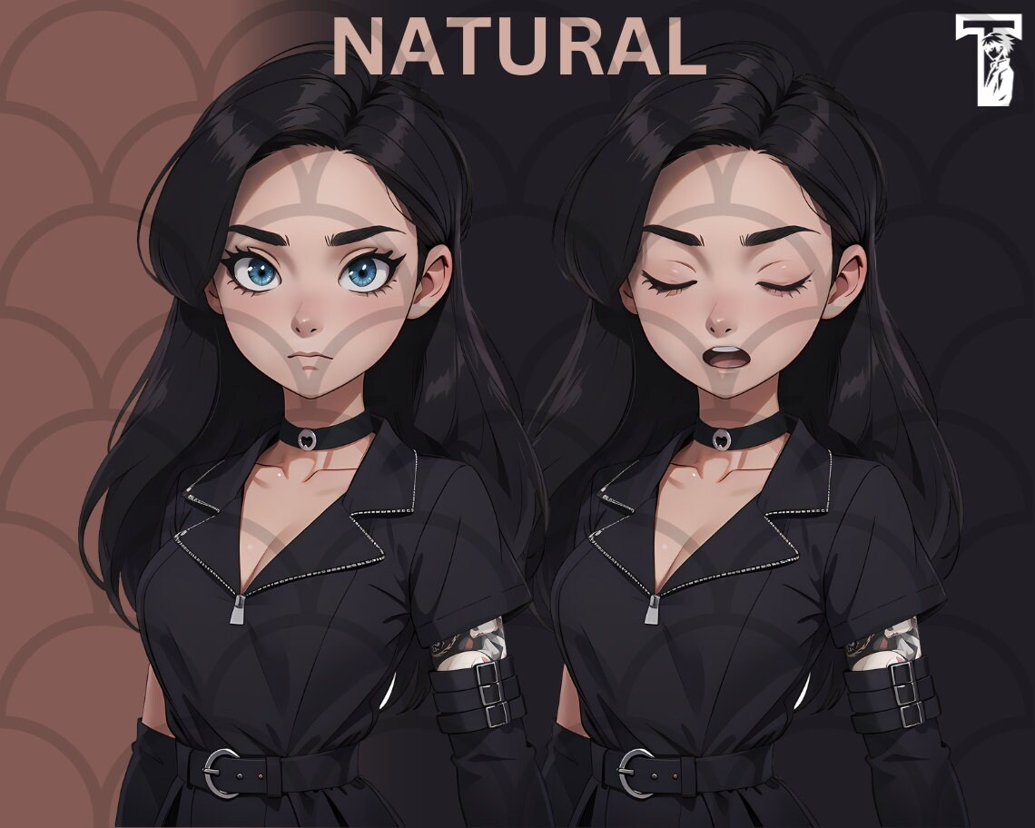 Pngtuber Goth Style Punk Chick 2 With 6 Expressions Veadotube Ready PNG ...