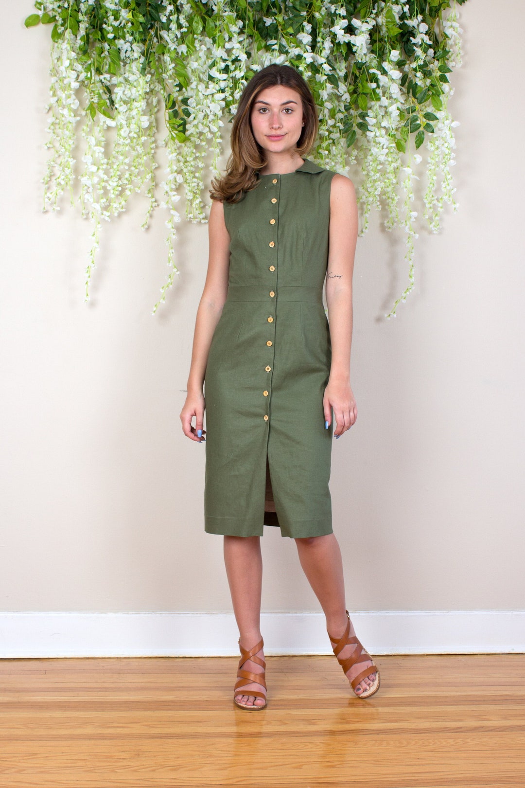 Linen Sheath Dress, Linen Shirt Dress, Linen Work Dress, Linen Summer ...