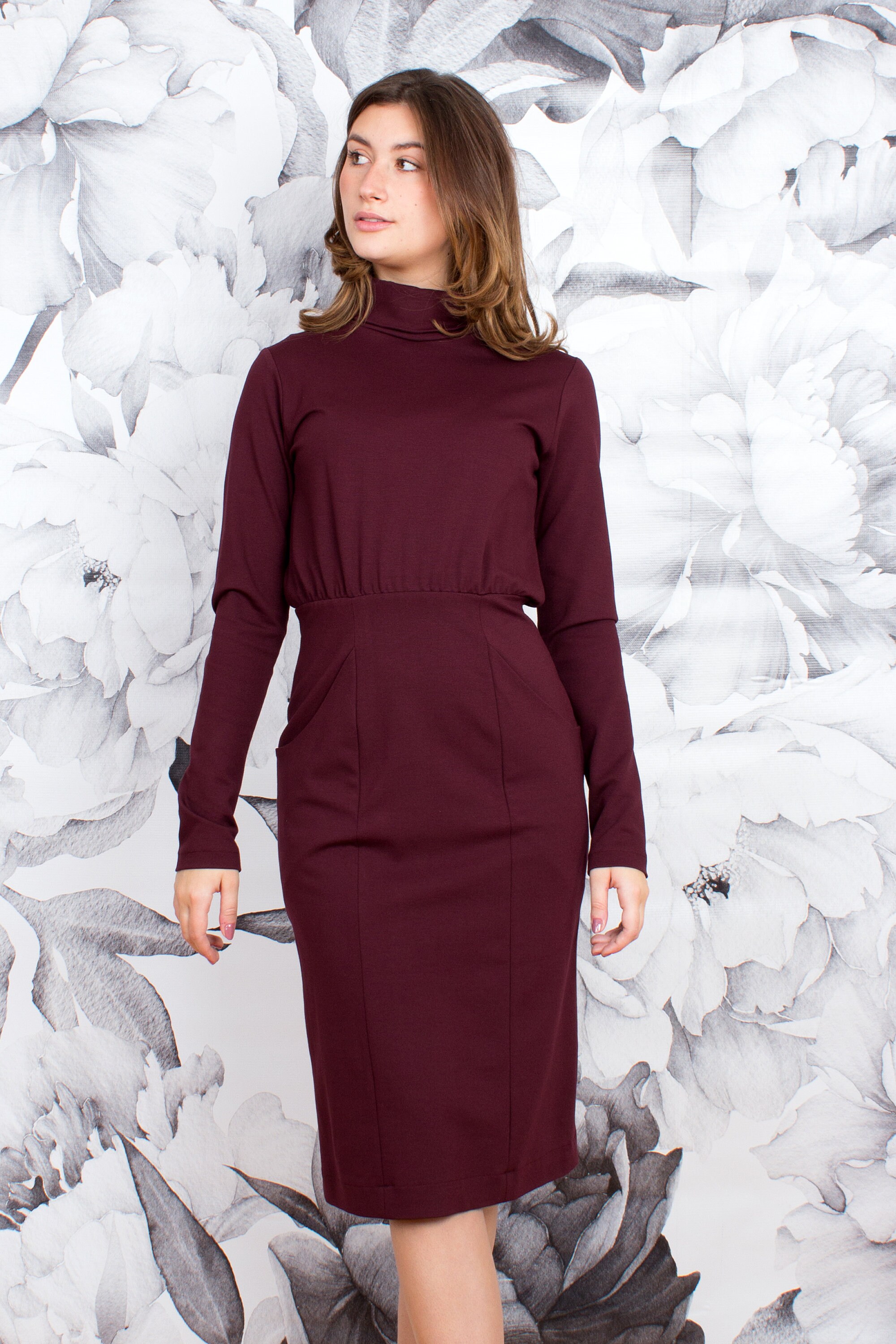 Funnel Neck Dress, Work Dress, Dress With Pockets, Sweater Dress ...
