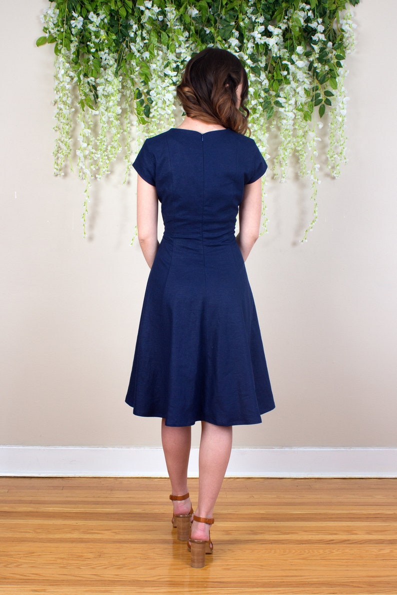 Linen Fit and Flare Dress Linen Belted Dress Linen Work - Etsy