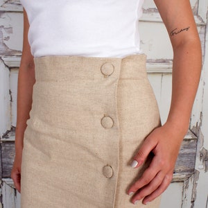 Linen Pencil Skirt, Linen Midi Skirt, Linen Work Skirt, High Waisted ...