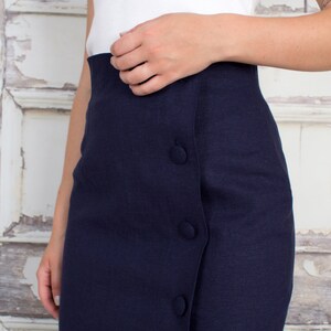 Linen Pencil Skirt, Linen Midi Skirt, Linen Work Skirt, High Waisted ...