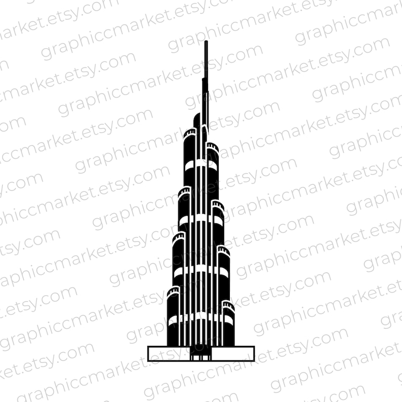 Burj Khalifa Icons Set, SVG and PNG Image Digital Download - Etsy