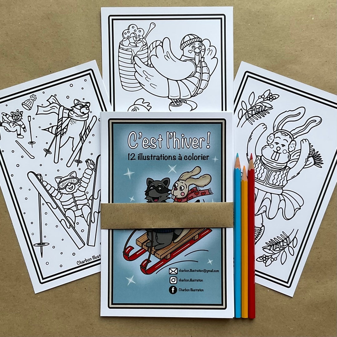 Coloring Page - It's Winter! - 12 Illustrations to Color - Etsy