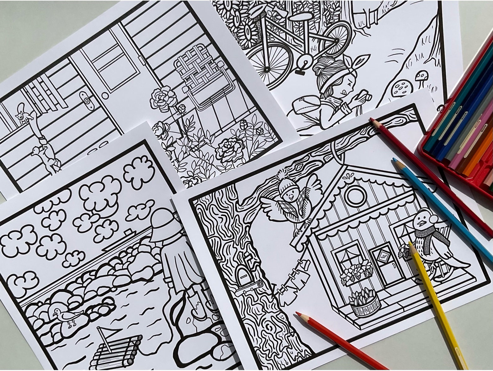 DIGITAL Coloring Book All Ages Playful Drawings Nature, Animals ...