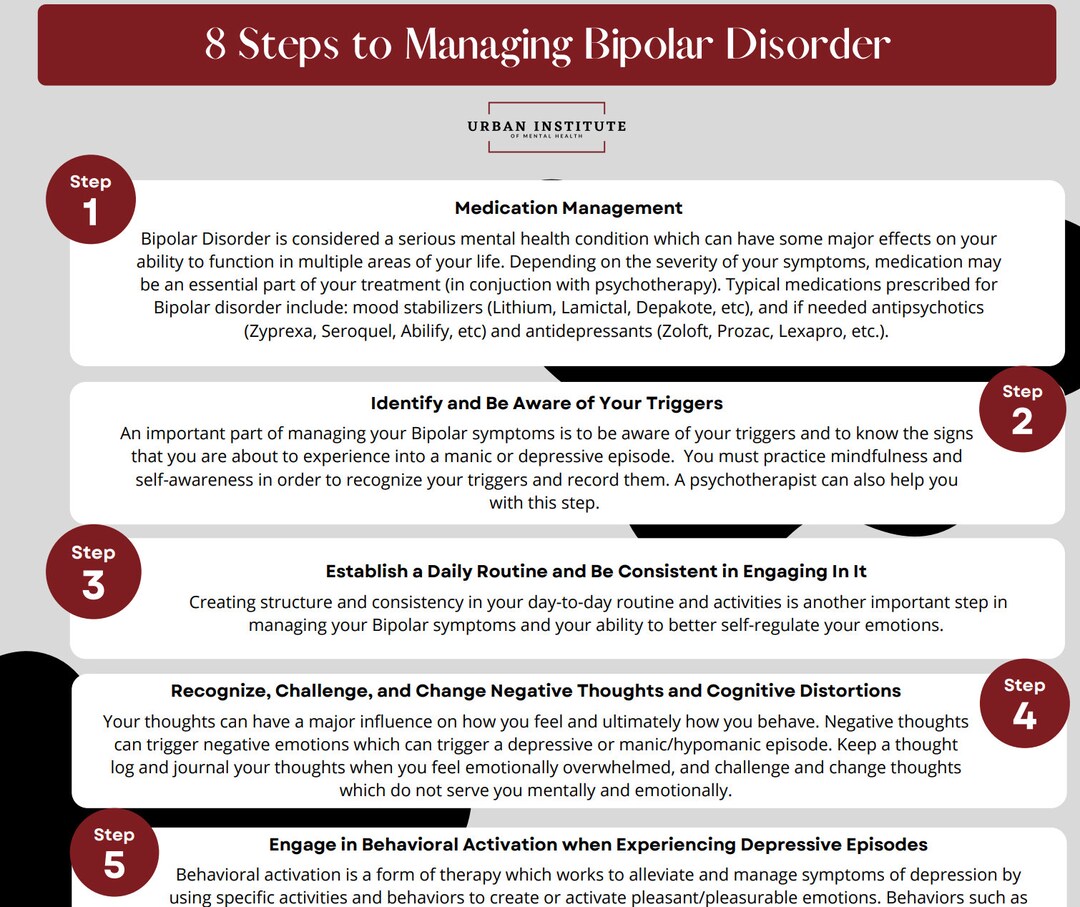 8 Steps to Managing Bipolar Disorder Worksheet - Etsy