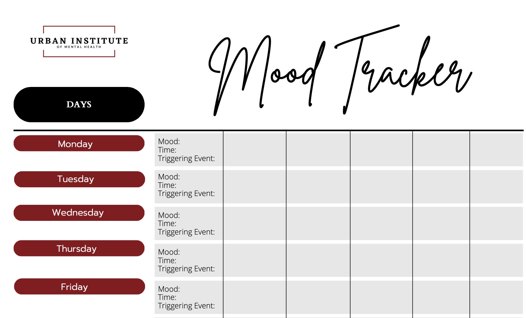Mood Tracker Worksheet - Etsy