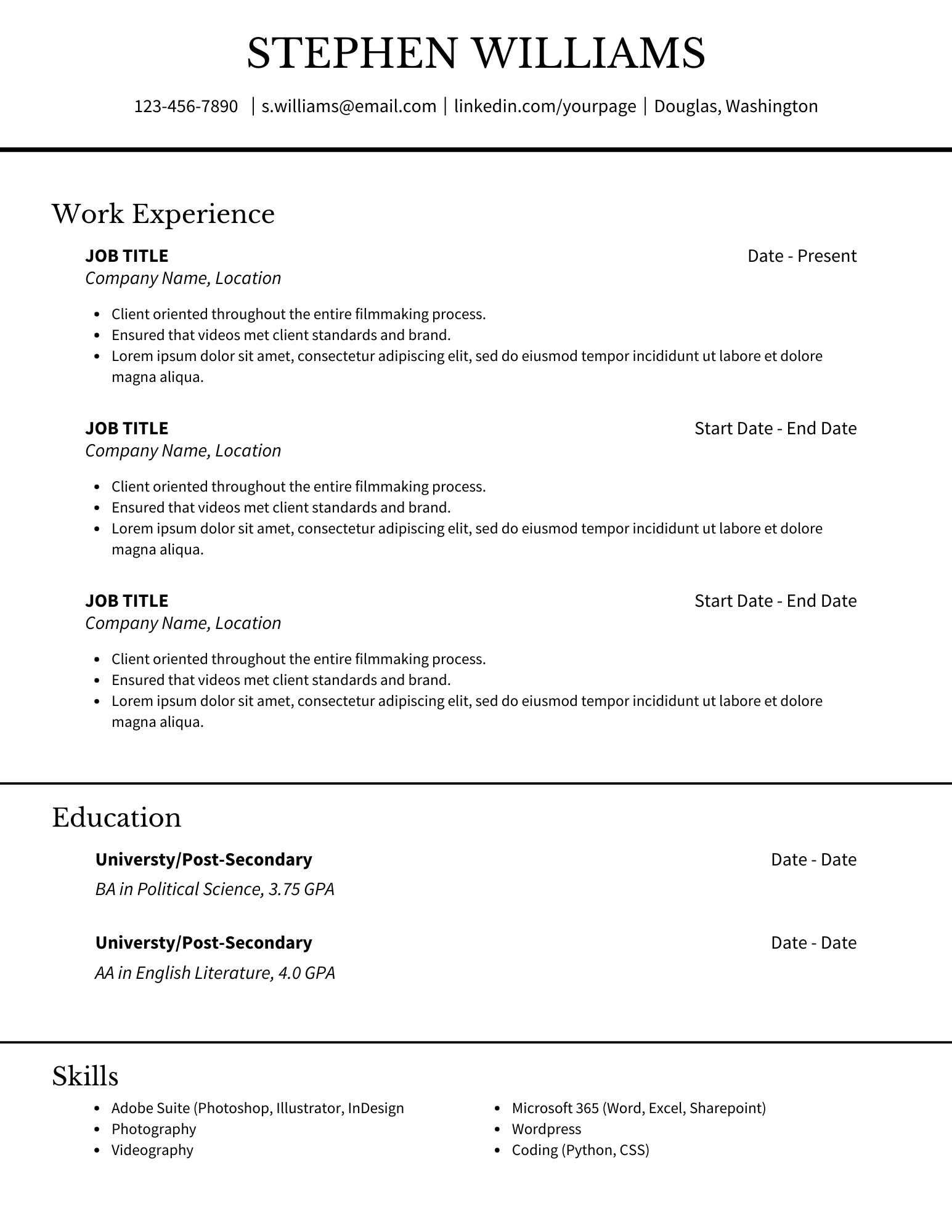 ATS Friendly Resume Template for Canva, Professional CV Template, Canva ...