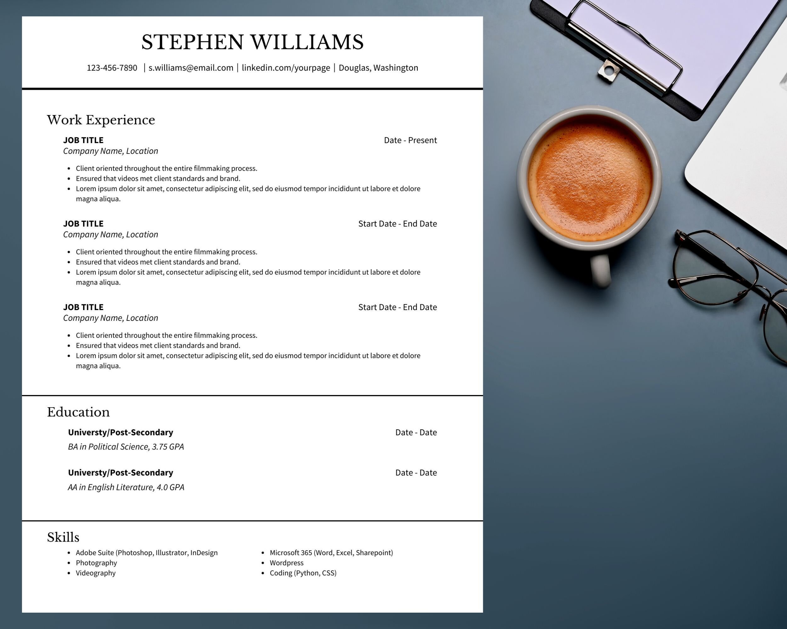 ATS Friendly Resume Template for Canva, Professional CV Template, Canva ...