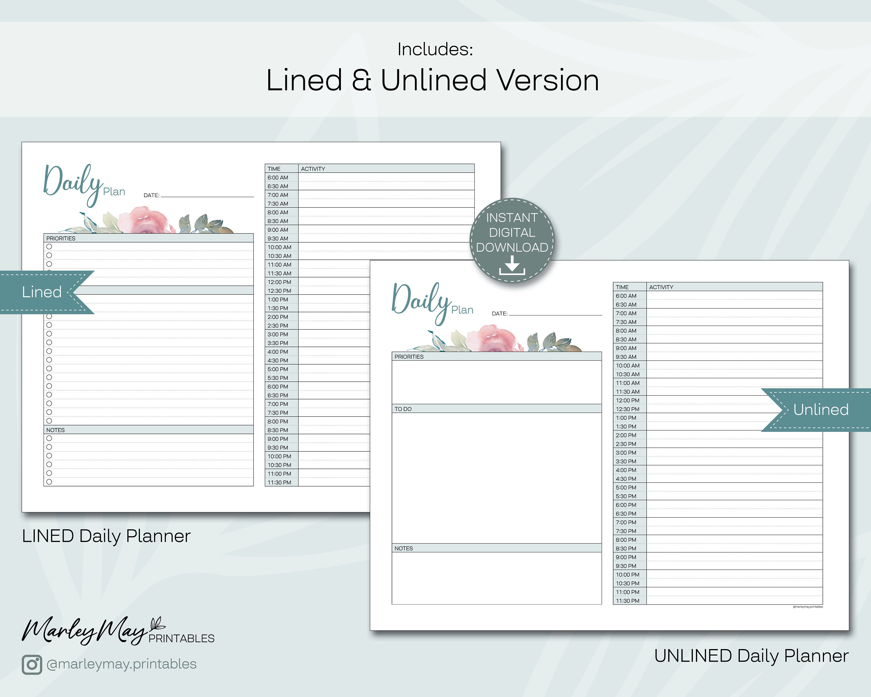 Daily Plan Template Productivity Planner ADHD Planner Daily to Do List ...