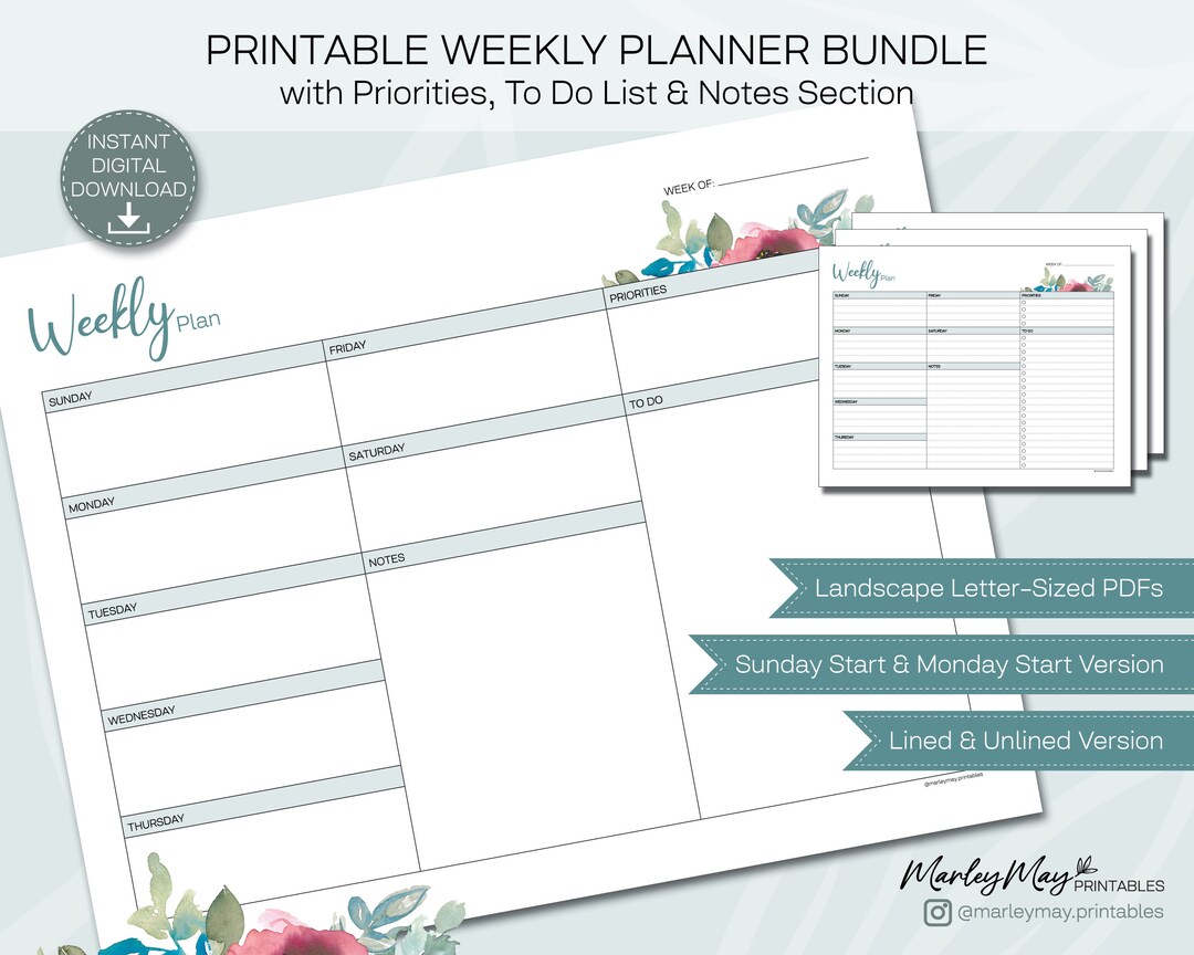 Weekly Plan Template; Productivity Planner, ADHD Planner, Weekly ...
