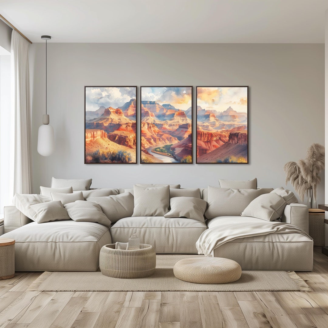 Grand Canyon Landscape Triptych Canvas Set of 3 Arizona Wonder ...
