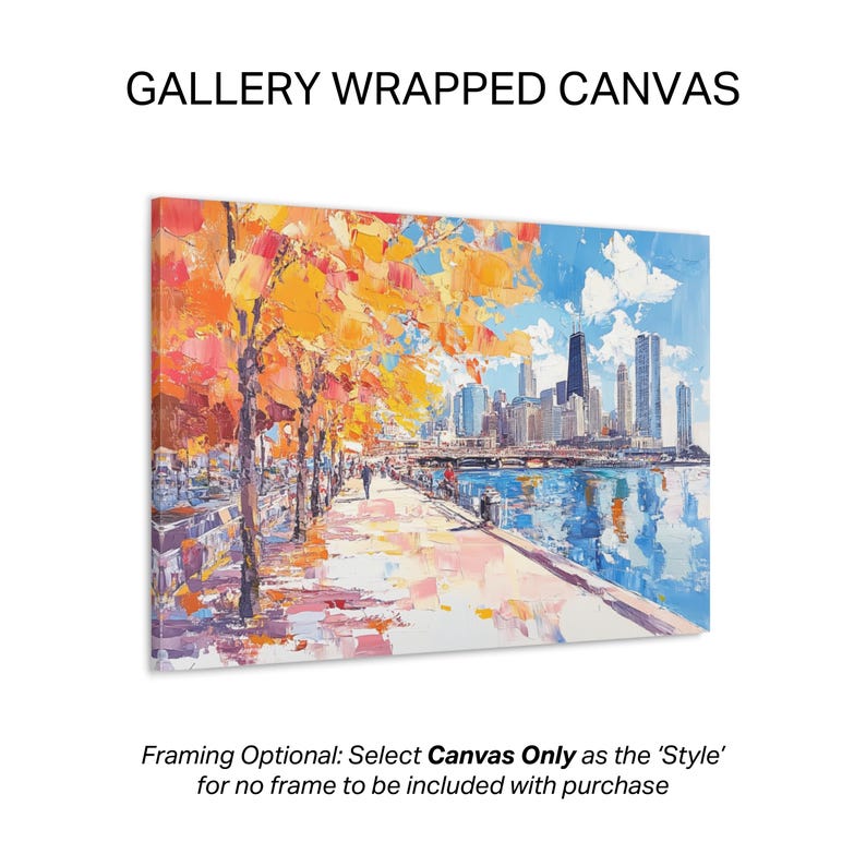 Chicago Riverwalk Autumn Canvas Art | Fall City Landscape Print - Etsy