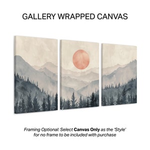 Misty Mountain Sunrise | Triptych Canvas Set of 3 | Serene Nature Wall ...