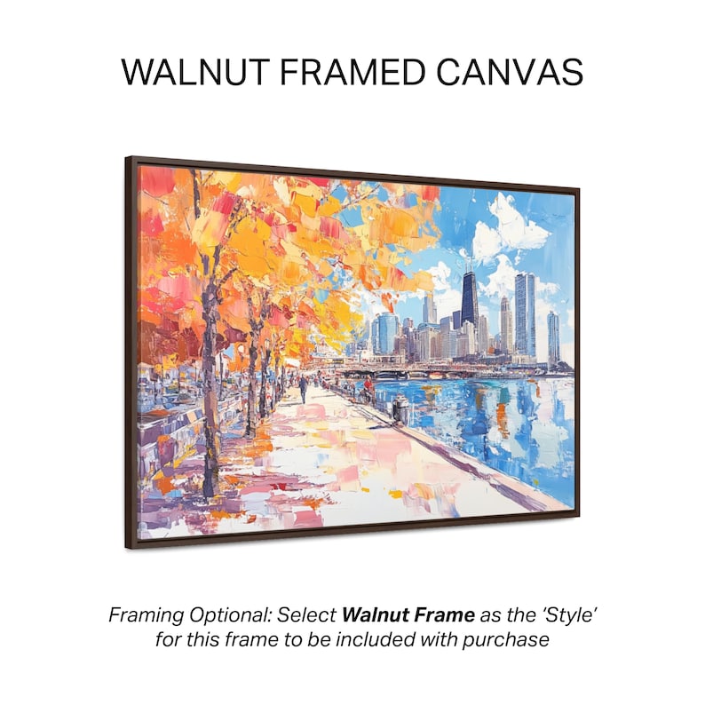 Chicago Riverwalk Autumn Canvas Art | Fall City Landscape Print - Etsy