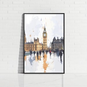 Big Ben London Canvas Wall Art | Abstract Westminster Cityscape Decor ...