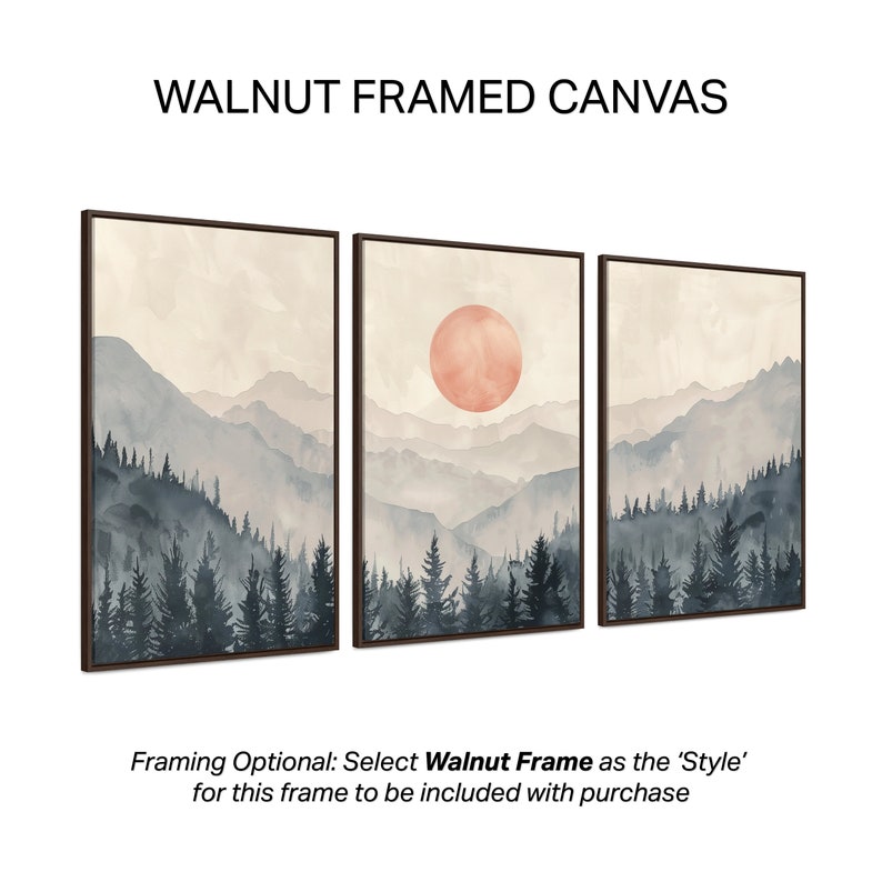 Misty Mountain Sunrise | Triptych Canvas Set of 3 | Serene Nature Wall ...