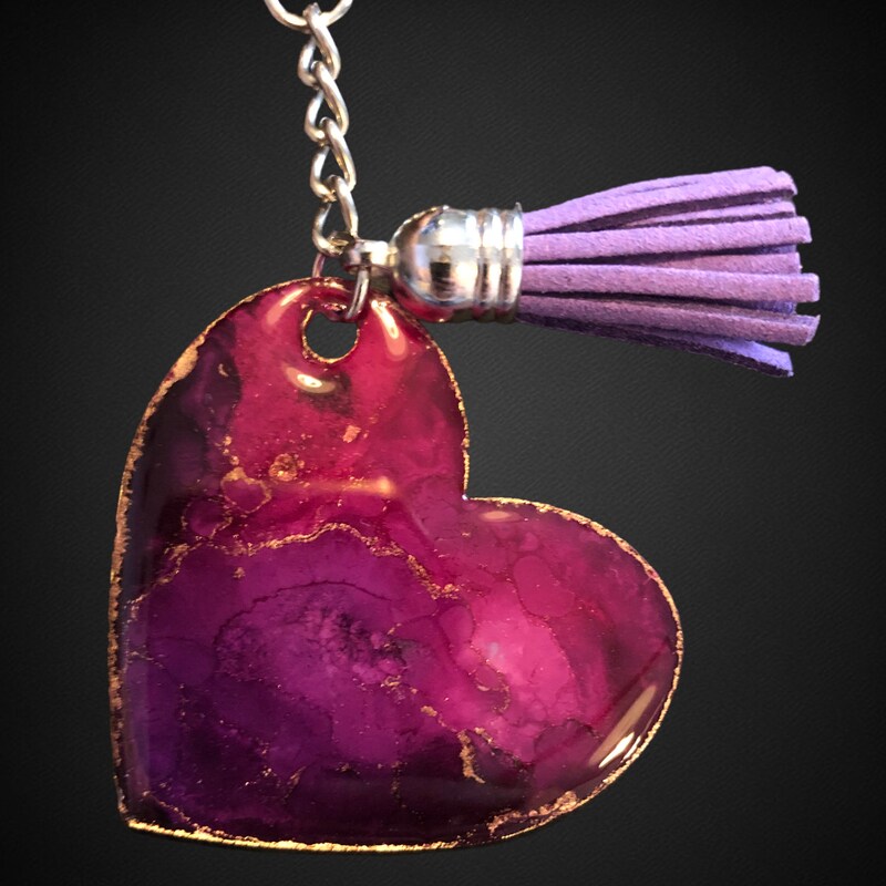 Alcohol Ink Keychain - Etsy