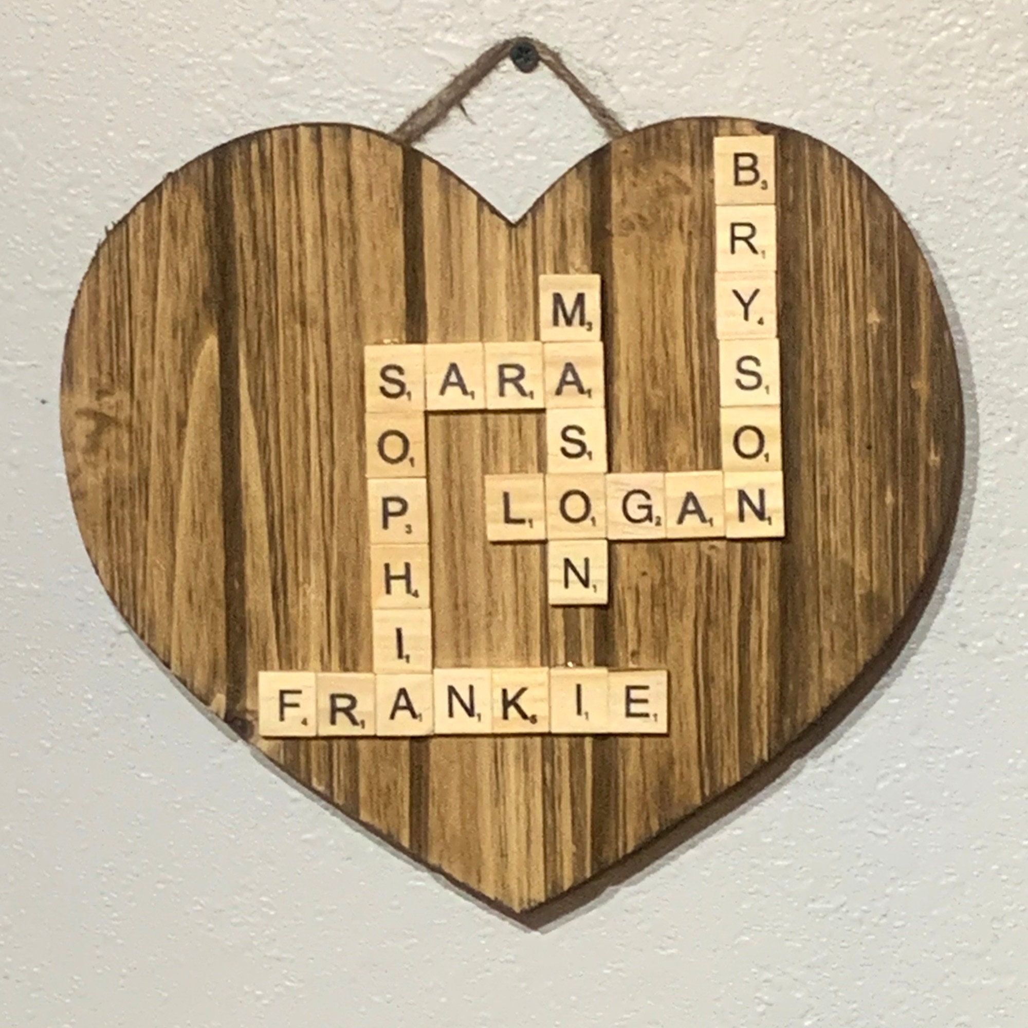 Scrabble Family Heart | Personalized | Scrabble Wall Art | Rustic ...