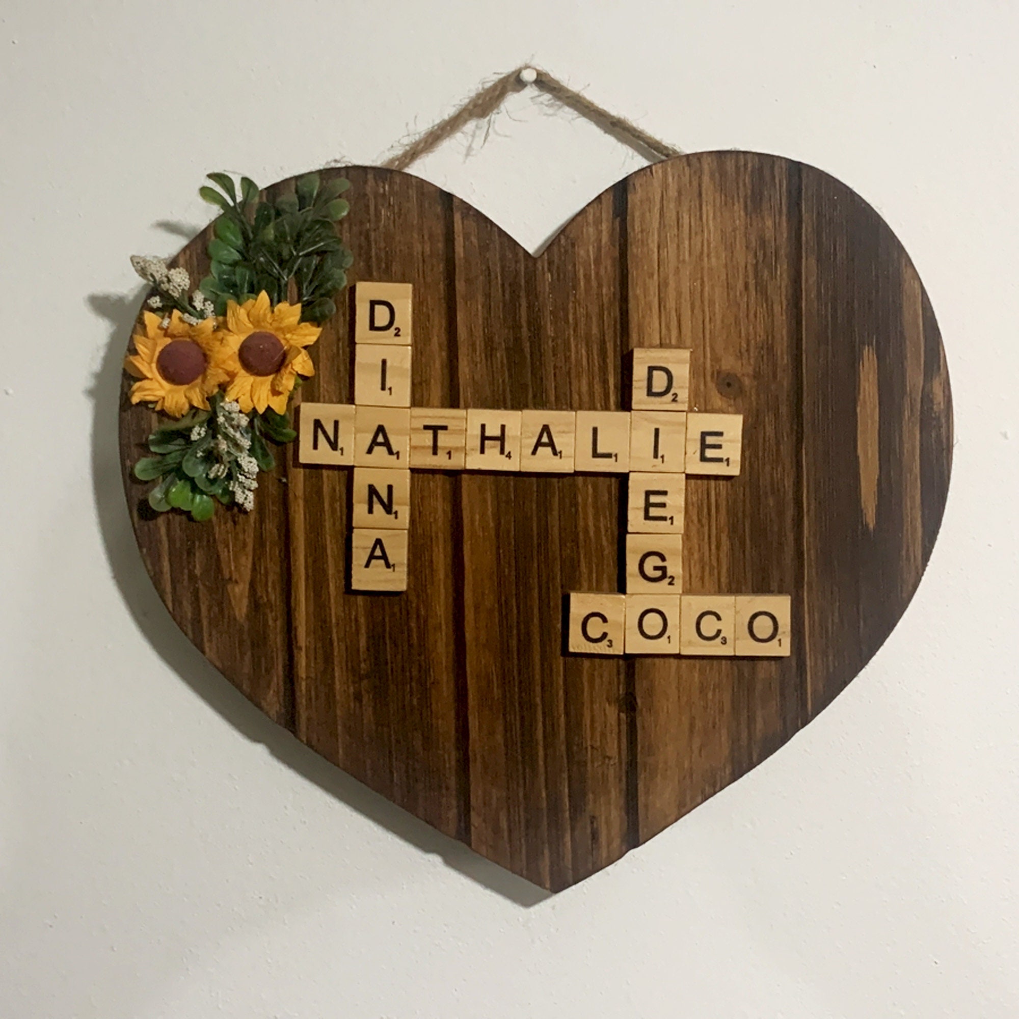 Scrabble Family Heart | Personalized | Scrabble Wall Art | Rustic ...