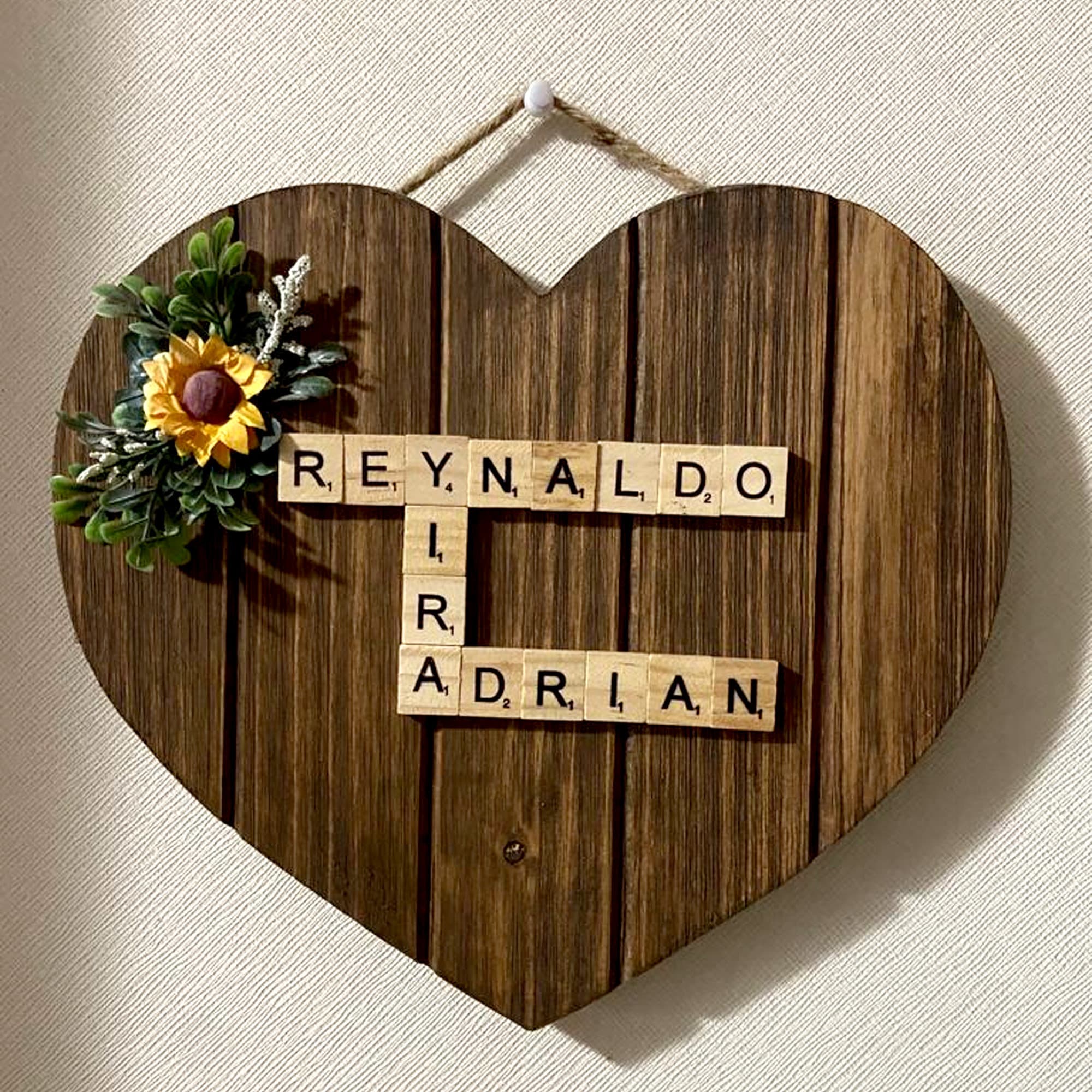 Scrabble Family Heart | Personalized | Scrabble Wall Art | Rustic ...
