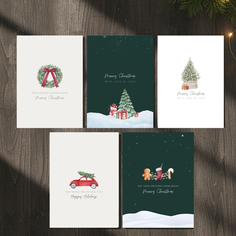 Personalized Christmas Card Bundle, Holiday Greetings (digital Download ...