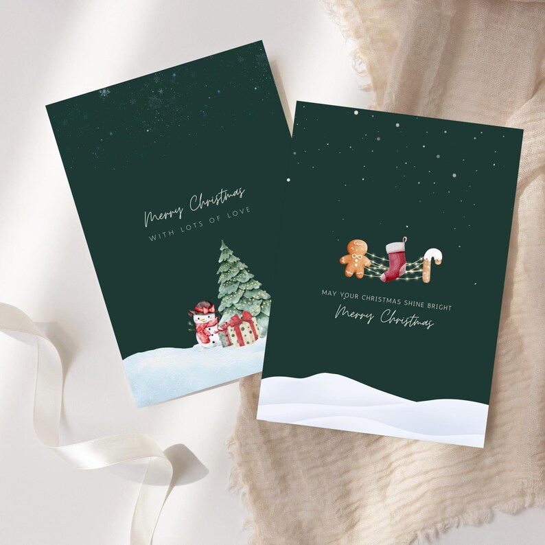Personalized Christmas Card Bundle, Holiday Greetings (digital Download ...
