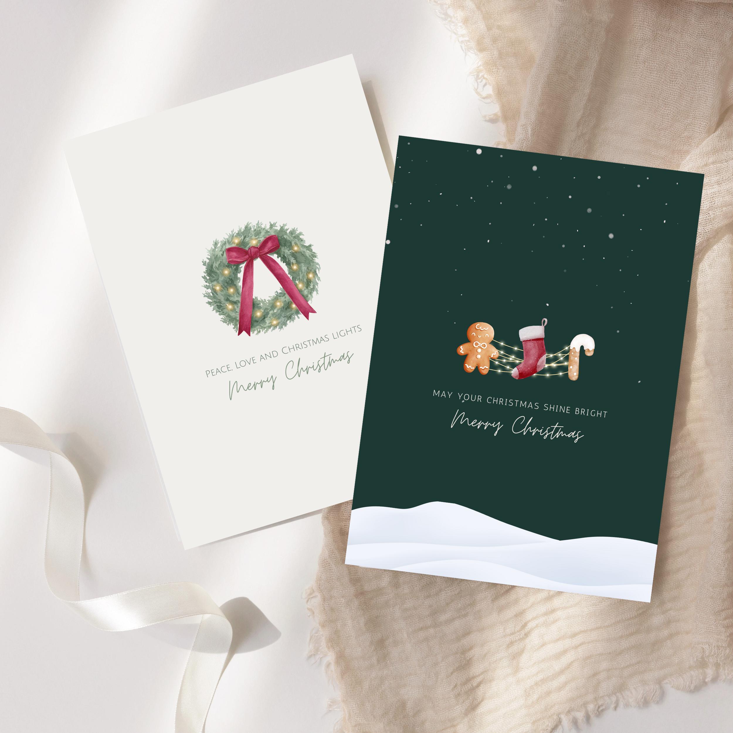 Personalized Christmas Card Bundle, Holiday Greetings (digital Download ...