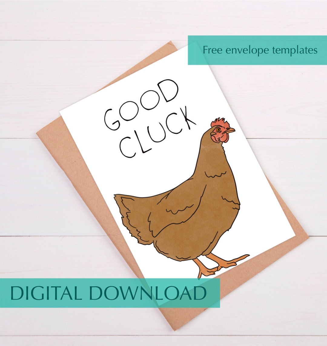 Chicken Good Luck Card Funny Hen Encouragement Card for Friend New Job ...