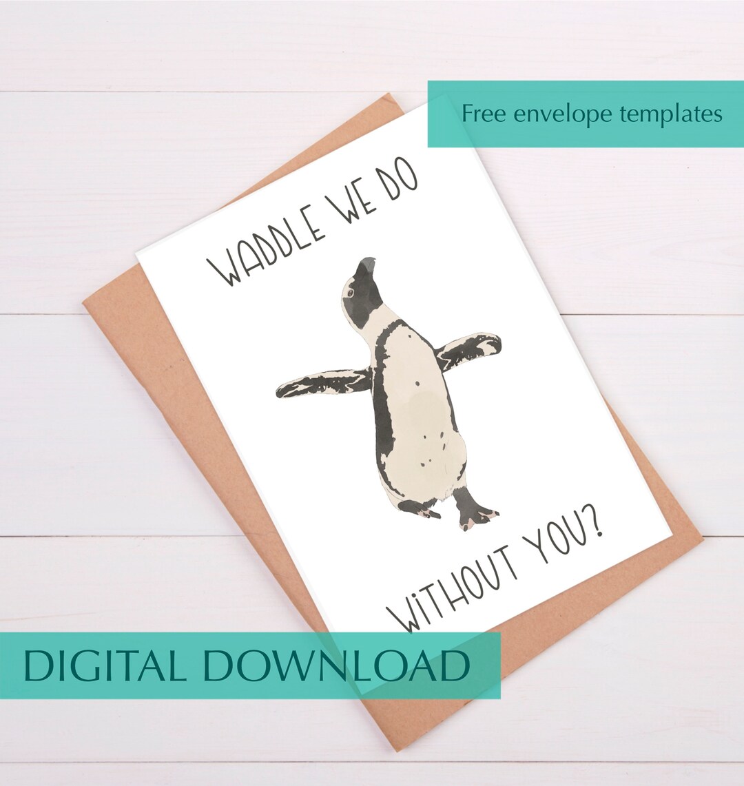 Penguin Goodbye Card Funny Friend Moving Card for Coworker Leaving Card ...