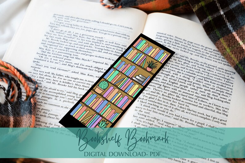 Book Tracker Bookmark Stack of Books Bookmark Bookshelf Bookmark ...