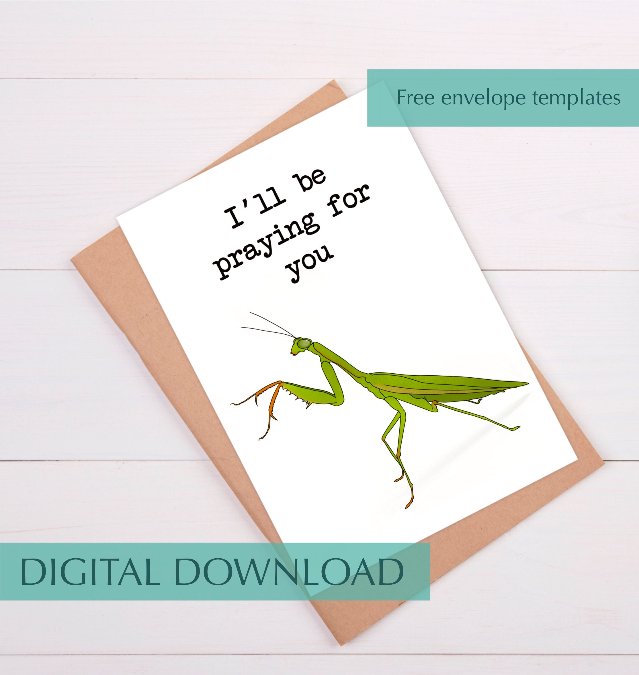 Praying Mantis Get Well Soon Card Funny Pun Get Well Soon Card for ...