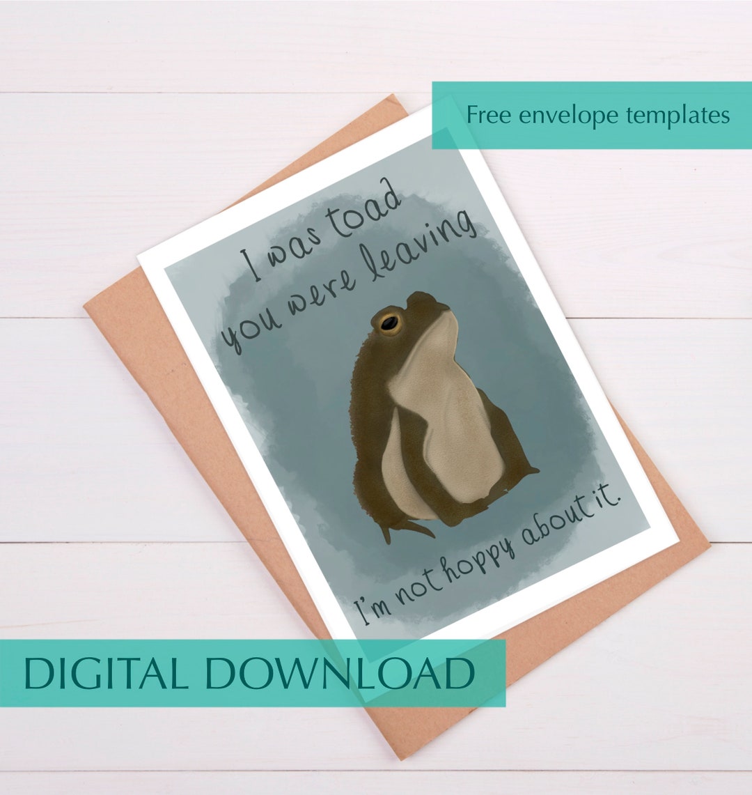 Toad Goodbye Card Funny Frog Card Friend Moving Card for Coworker ...